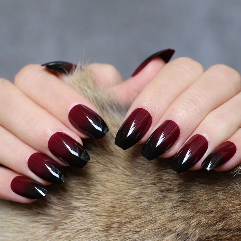 Maroon Eclipse Gradient – The Pretty Press Nails